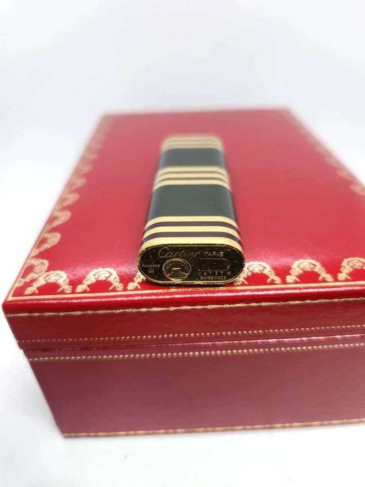 Rare Cartier Lighter Oval Gold 9 Line Border c111 | eBay