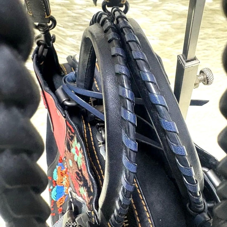 Coach Rogue 30 Leather Patchwork 2-Way Shoulder Bag Black Multi-Color ...