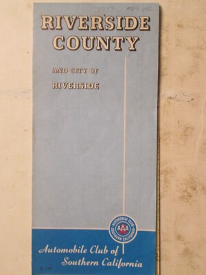 Automobile Club of Southern California Map of Riverside County 1977 | eBay