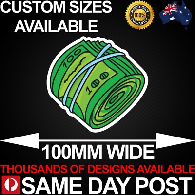 CASH ROLL 100mm Wide Vinyl Car Sticker Decal Cheap Money Aesthetic Hard ...