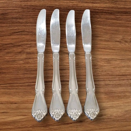 Oneida ARBOR ROSE TRUE Dinner Knives Set of 4 Stainless Flatware 1881 ...