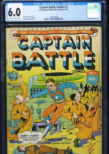 CAPTAIN BATTLE COMICS #1 - CGC-6.0, OW-W - Lev Gleason - Golden Age | eBay
