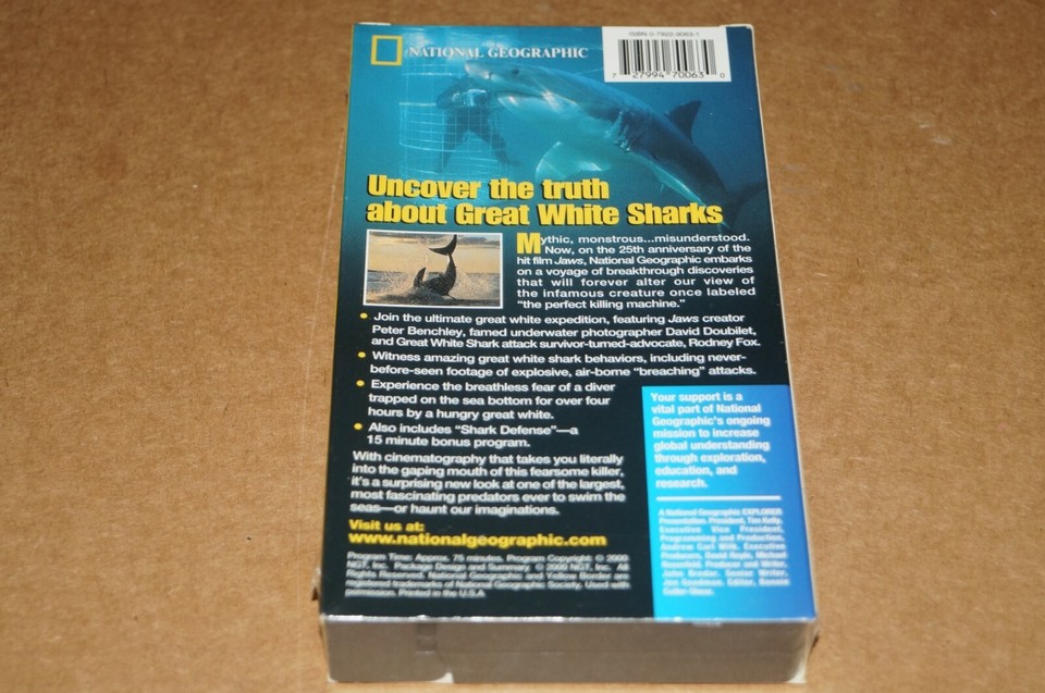 NATIONAL GEOGRAPHIC GREAT WHITE SHARK VHS FACTORY SEALED | eBay