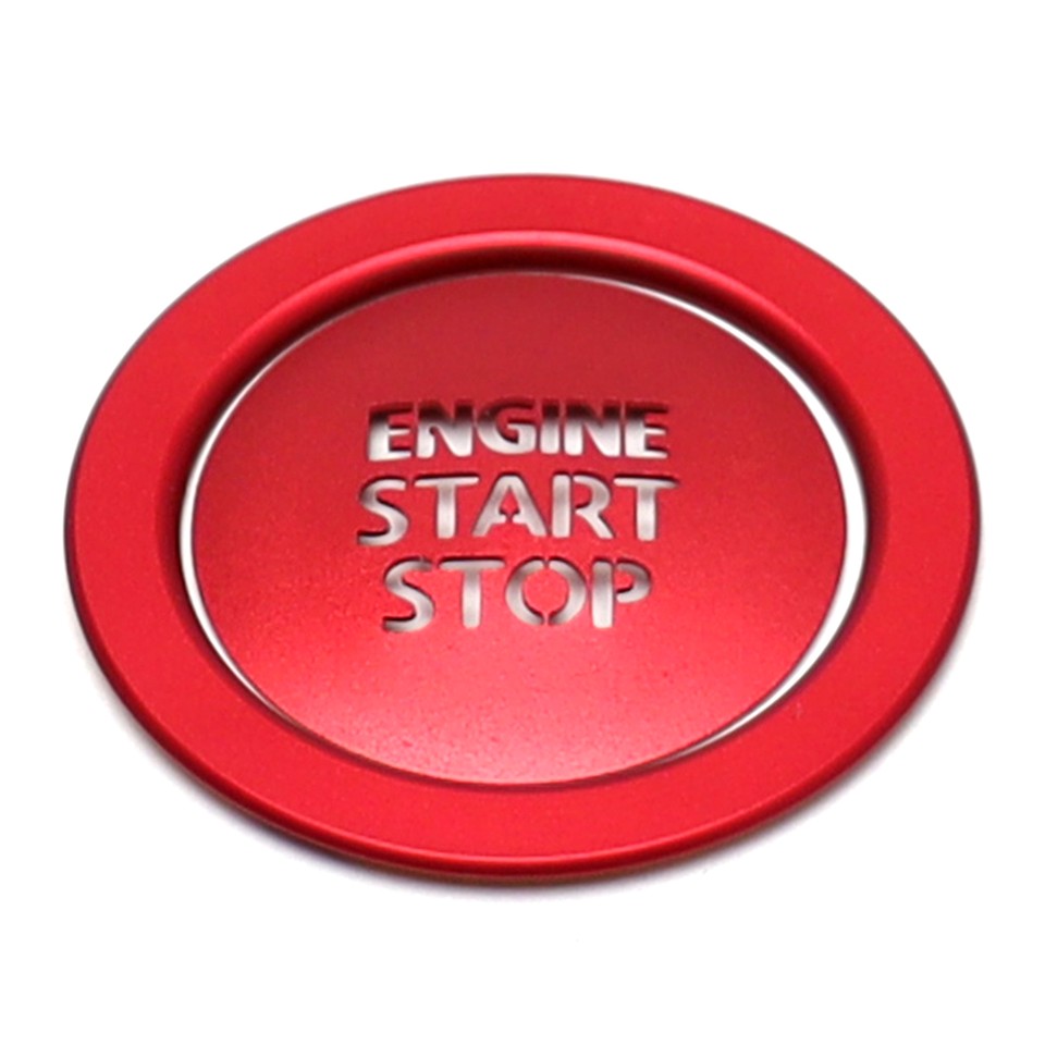 Sports Red "Engine Start/Stop" Push Start Button w/ Ring Trim For Newer ...