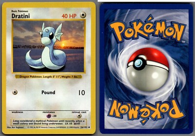 1999 Pokemon, Base Set Shadowless, #26/102 Dratini, Uncommon | eBay