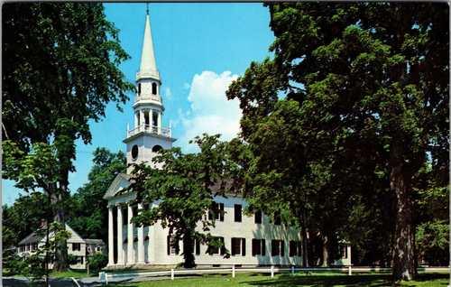VTG Chrome Postcard Congregational Church, Litchfield, Connecticut 1829 ...