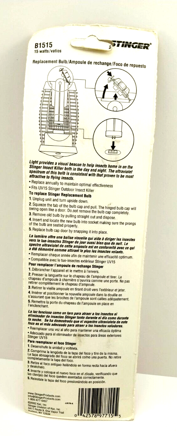 B1515 Uv15 Stinger Bug Insect Zapper Replacement Bulb for sale online ...