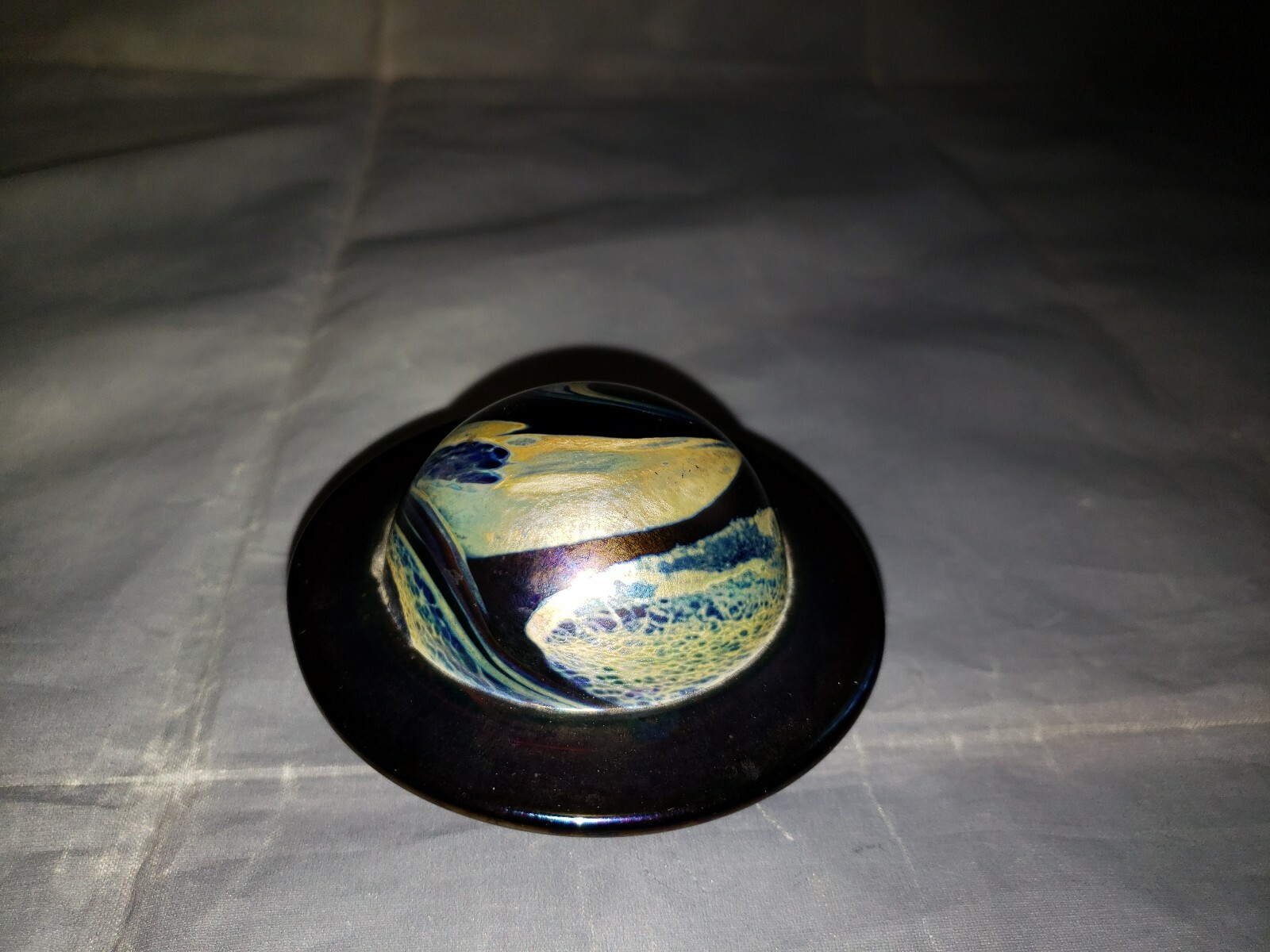 Vintage Signed Joel Bloomberg Saturn Iridescent Art Glass Studio ...