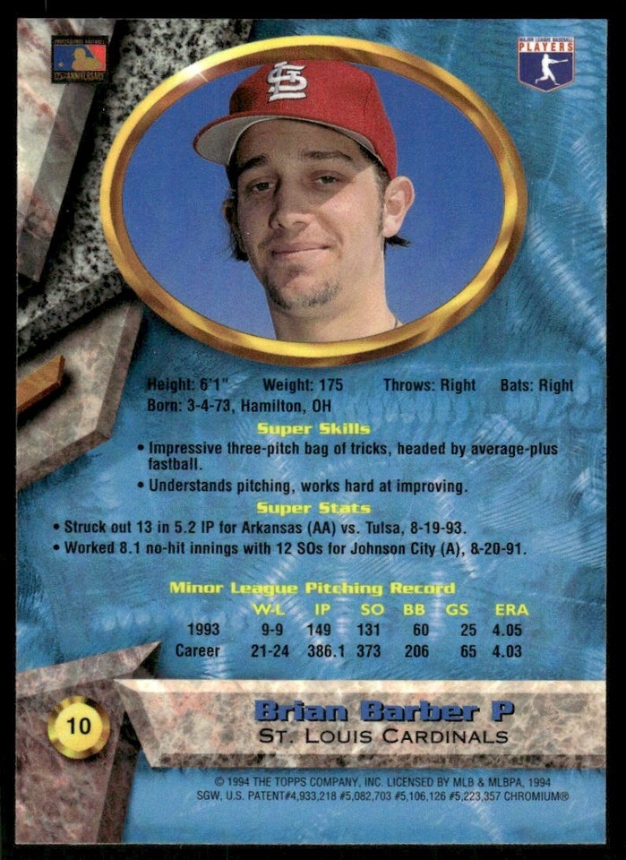 1994 Bowman's Best #10 Brian Barber St. Louis Cardinals | eBay