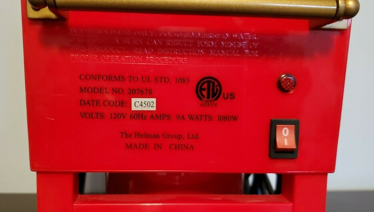 The Helman Group Model 207678 Old Fashioned Movie Time Popcorn Machine ...