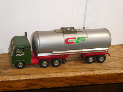 Rare Consolidated Freightways Tin Toy Friction Freitliner Tanker Truck ...