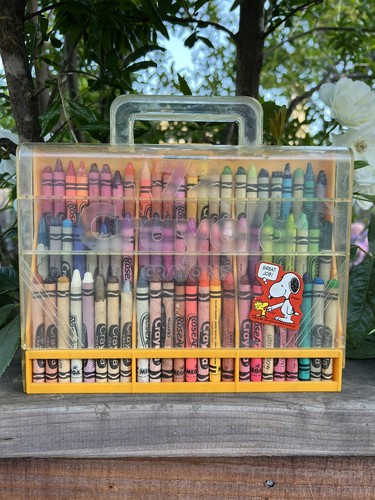 Vintage Crayola 72 Crayon Portable Plastic Yellow Storage Case with ...