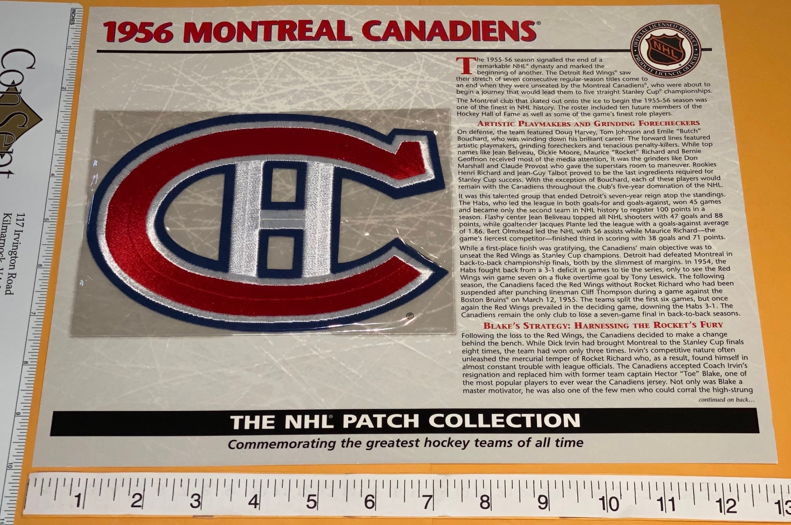 1956 NHL HOCKEY MONTREAL CANADIENS WILLABEE & WARD PATCH MIP | eBay