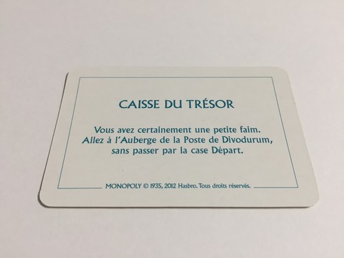 Carte caisse du trésor petite faim jeu Monopoly le tour de Gaule d ...