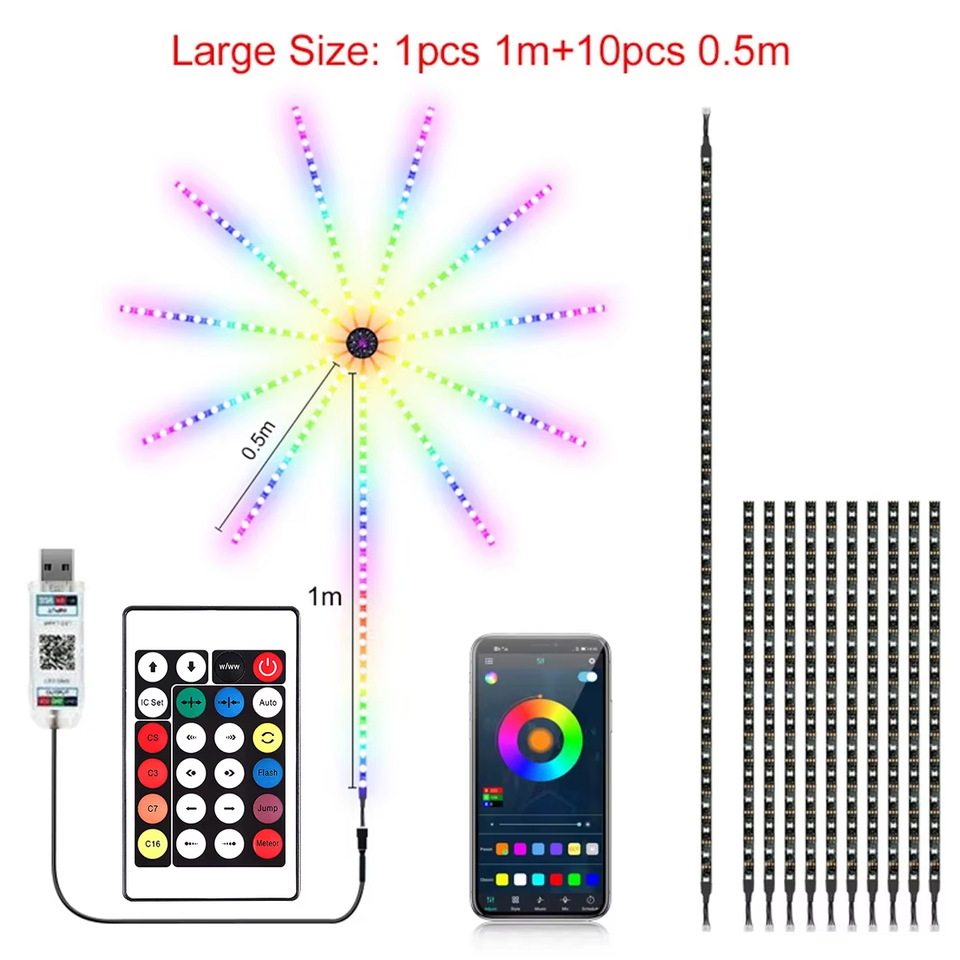LED Firework Strip Lights RGBIC Remote-Controlled Christmas Atmosphere ...