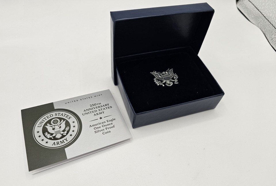 2025-W Proof $1 American Silver Eagle Army Privy 250th Anniversary Box ...