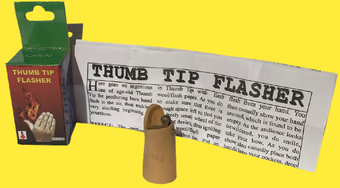 THUMB TIP FLASHER Magic Fire Stage Finger Effects Prop Flint Striker ...
