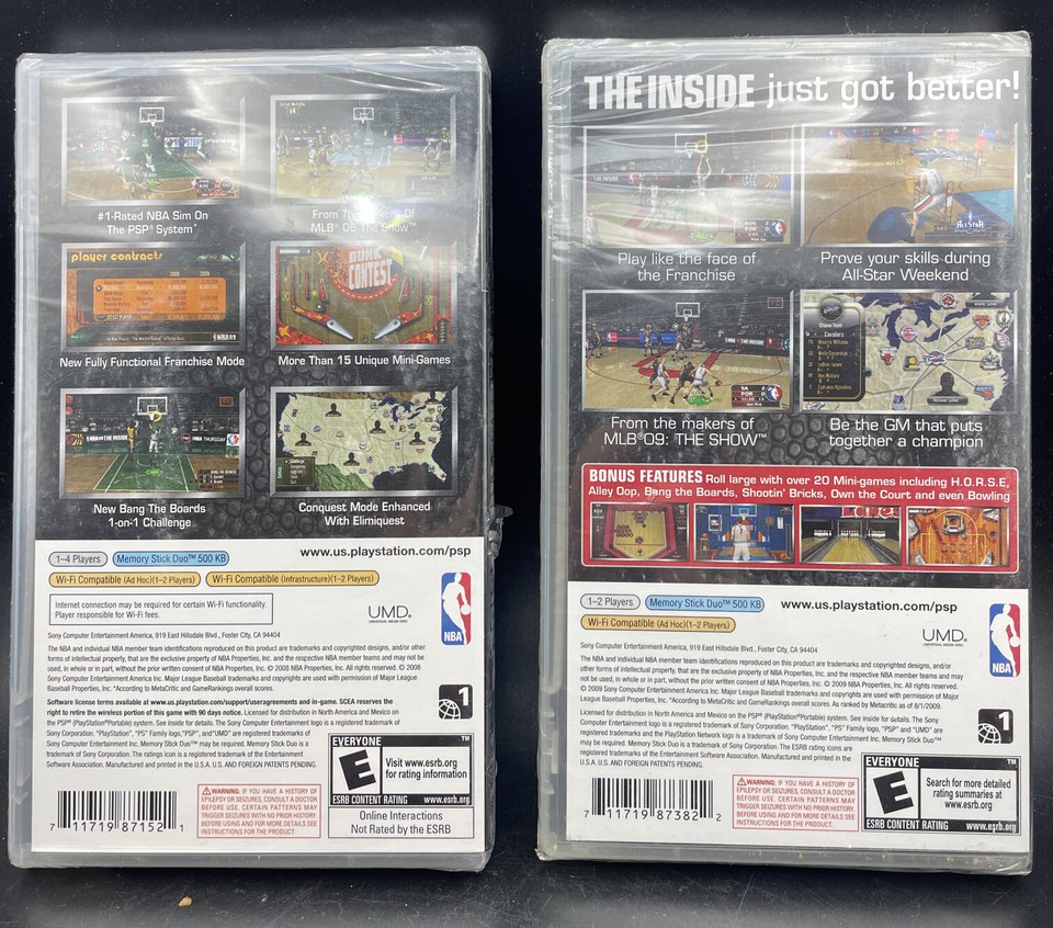 Sony PSP Game Lot NBA 9 The Inside AND NBA 10 The Inside New Sealed ...