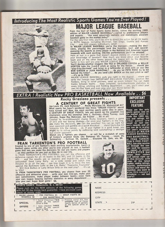 1969 Sports Review Baseball Spring/Summer Magazine---Denny McLain & Bob ...