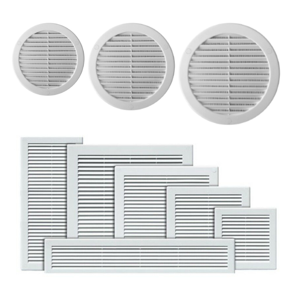 White Air Vent Grille with Fly Screen / Anti-Insect Mesh and Screw ...