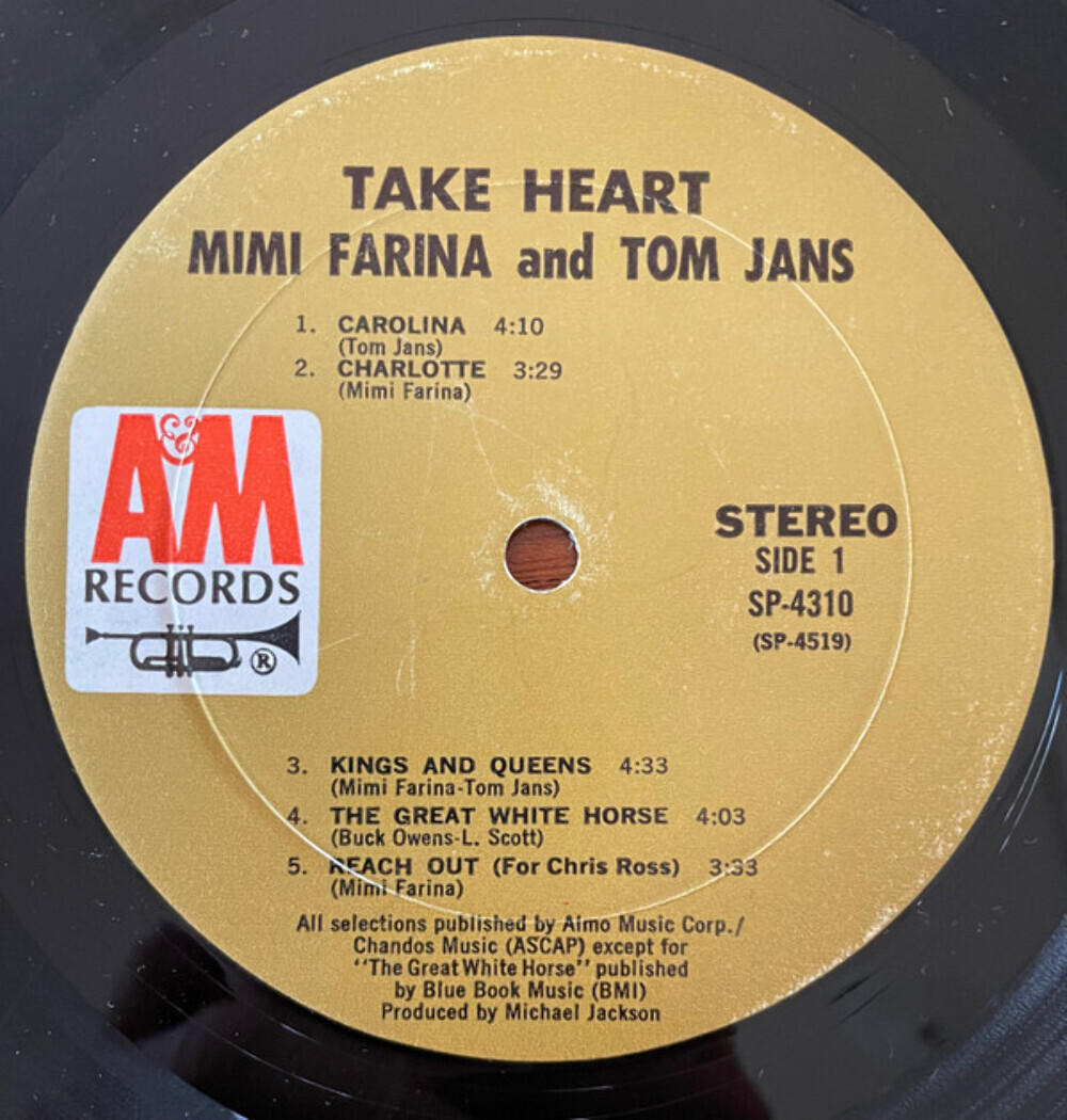 Mimi Farina And Tom Jans - Take Heart - A&M Records, A&M Records, A&M ...