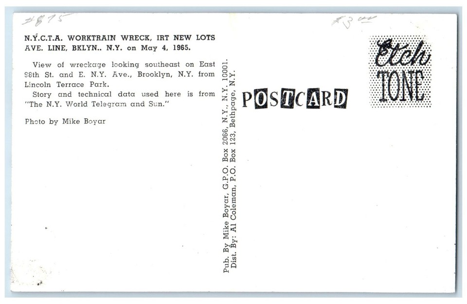 c1920 NYCTA Worktrain Wreck Workman Atop Structure Clearing Brooklyn NY ...
