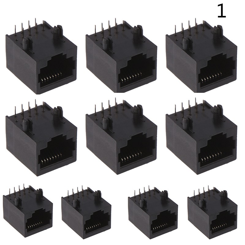 10PCS RJ45 Metal 8 Pin Female PCB Right Angle Board Jack Connector 8P8 ...