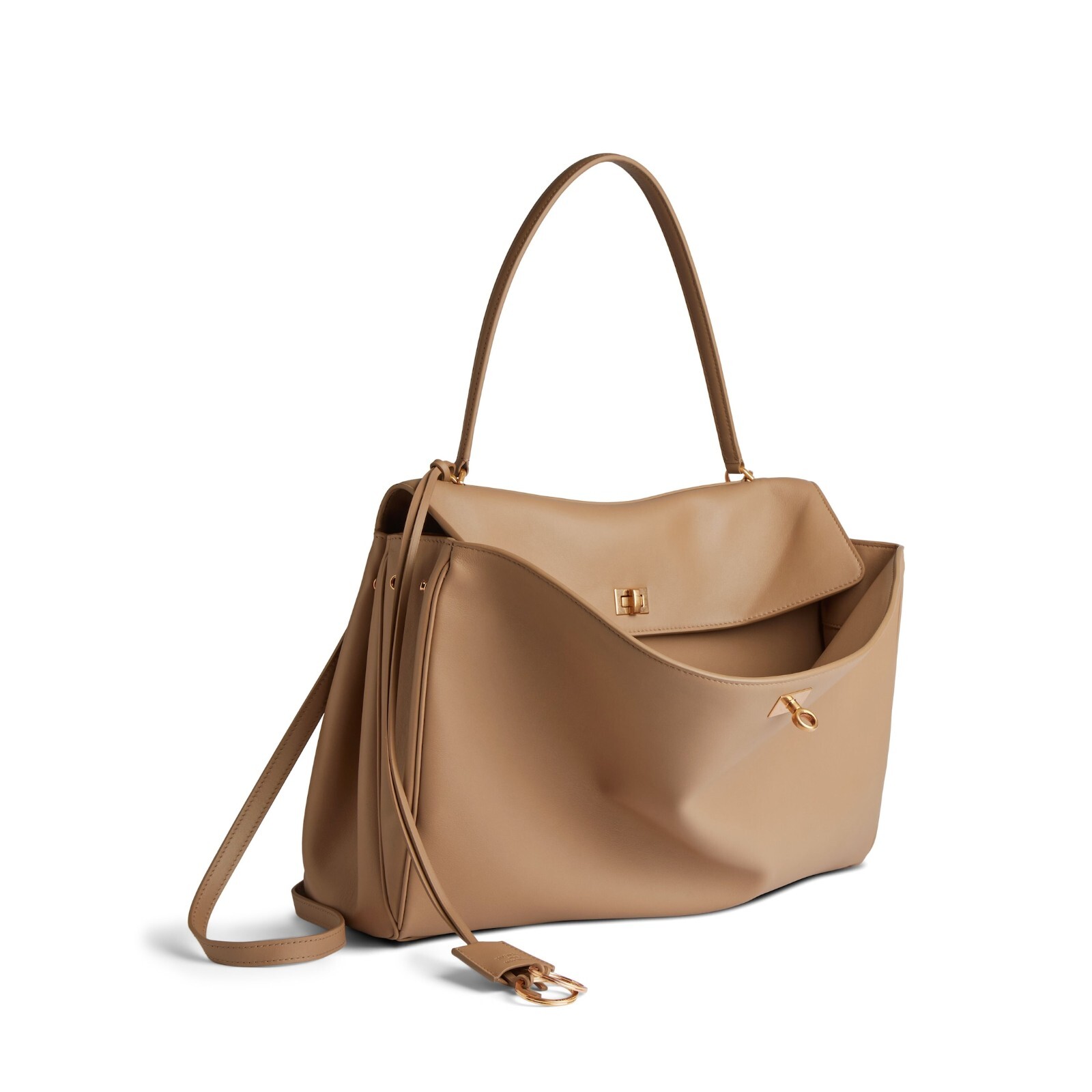 BALENCIAGA Rodeo Large $5450 Latte Smooth Leather Handbag New And ...