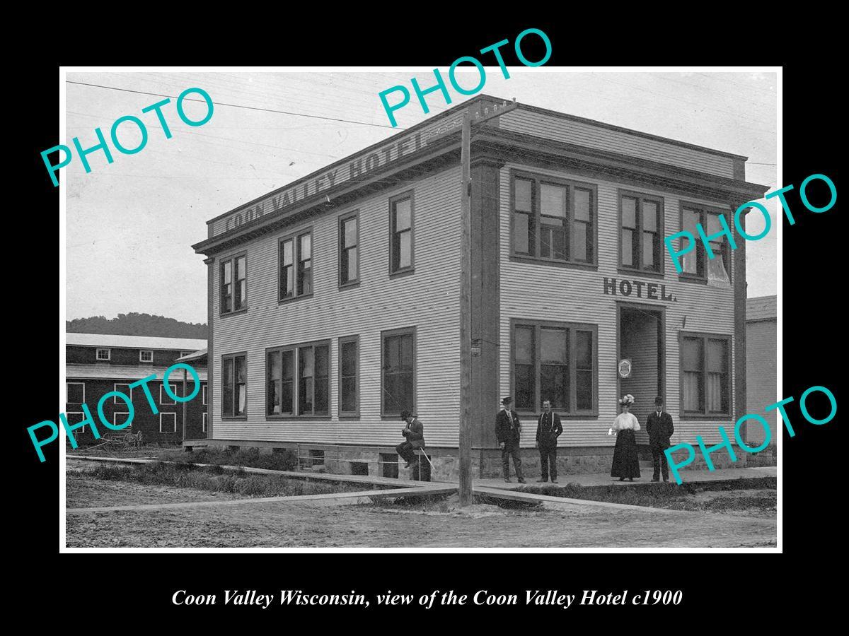 OLD POSTCARD SIZE PHOTO OF COON VALLEY WISCONSIN THE COON VALLEY HOTEL ...