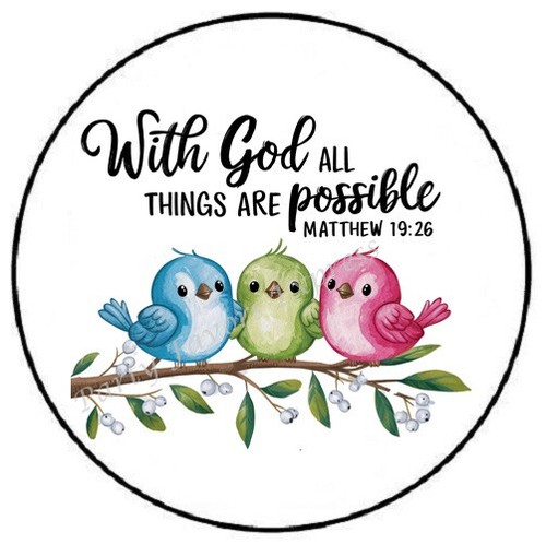 WITH GOD ALL THINGS ARE POSSIBLE ENVELOPE SEALS LABELS STICKERS PARTY ...