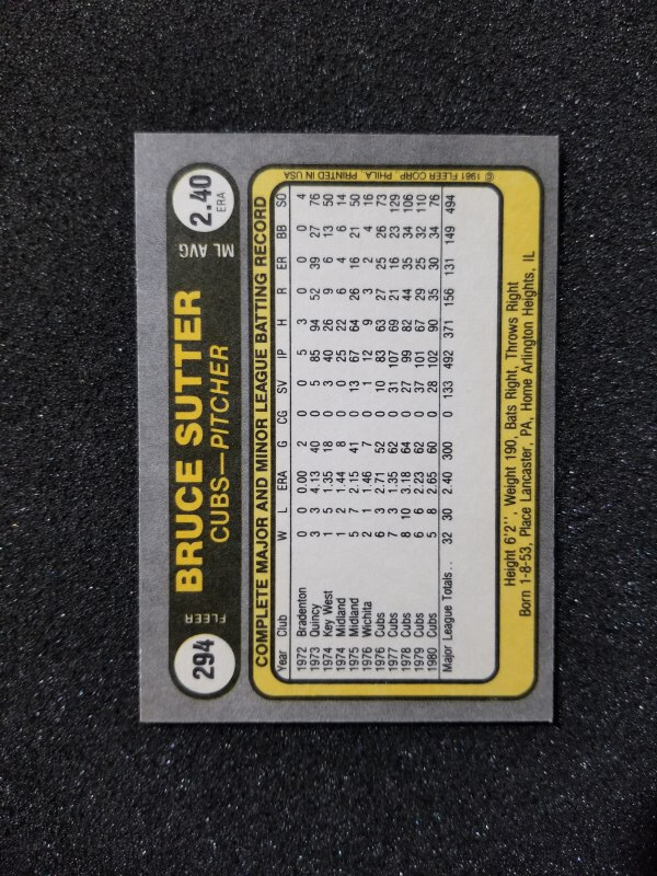 BRUCE SUTTER 1981 FLEER BASEBALL CARD #294 CHICAGO CUBS | eBay