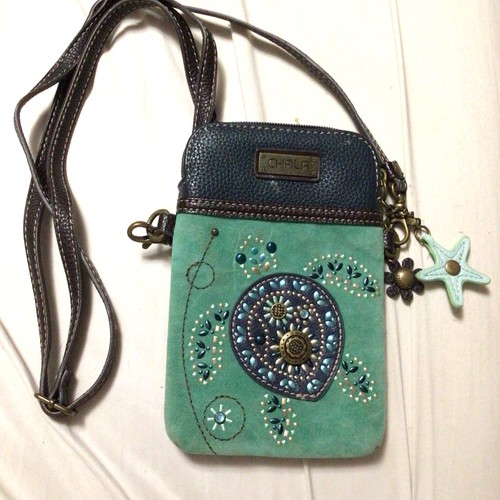 Chala Cell Phone Purse Crossbody DAZZLED SEA TURTLE Teal w Purse Charms ...