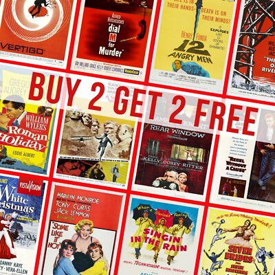 Vintage Greatest 50s Movie Posters Retro Classic Wall Art Poster Print ...