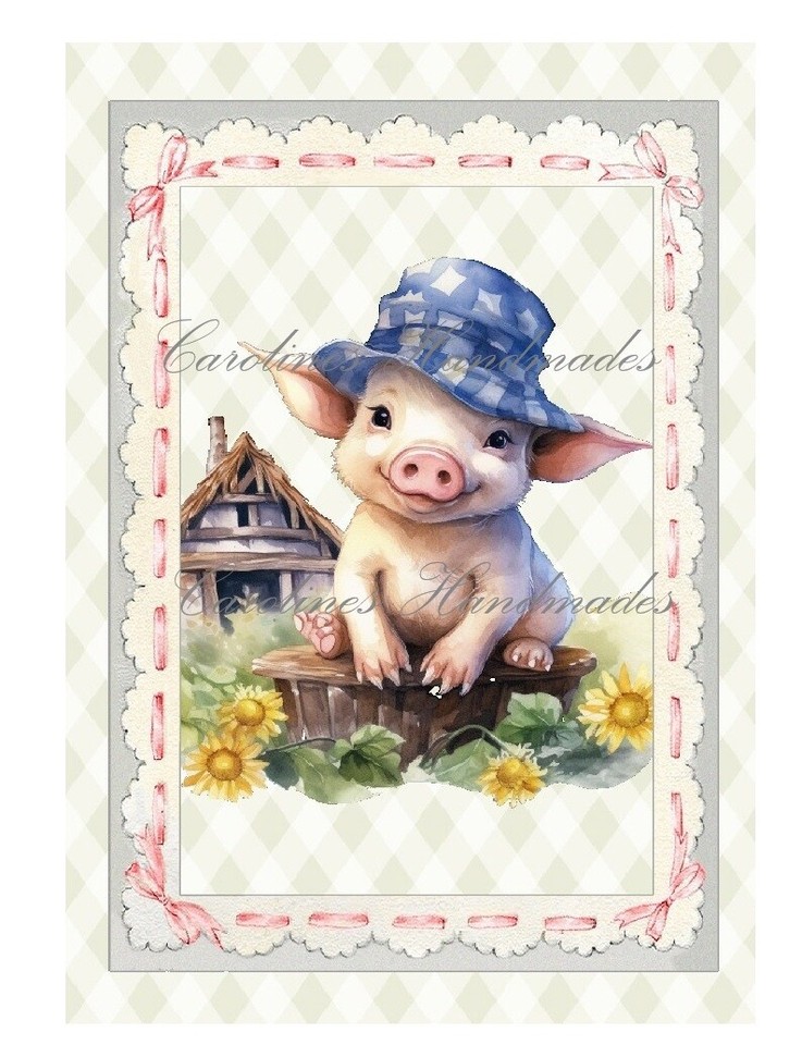 Cute Farmer Pigs A Designer MULTI-SIZE SET Cotton Fabric Quilt Blocks ...