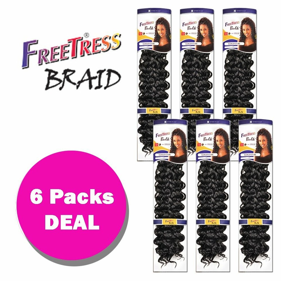 *4-PACK/6-PACK* FREETRESS SYNTHETIC CROCHET BULK BRAID HAIR - GOGO CURL ...