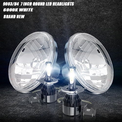 for MG MGB 1969-1981 Pair DOT 7 inch Round LED Headlights High Low Beam ...