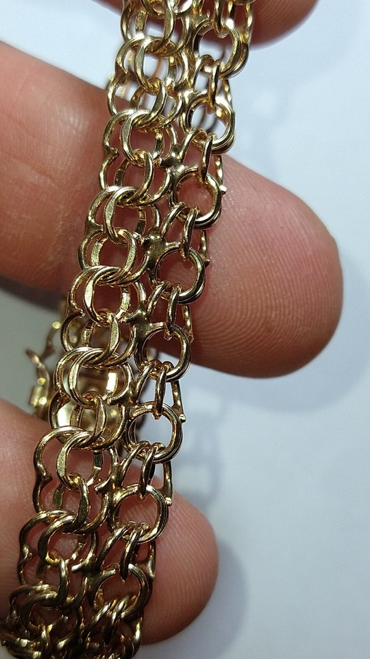 Solid 13k gold bracelet with small 10k safety chain 20 grams | eBay