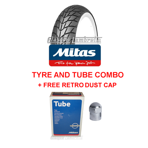 MITAS MC20 WHITEWALL SCOOTER TYRE + INNER TUBE Vespa PX T5 P200E P ...