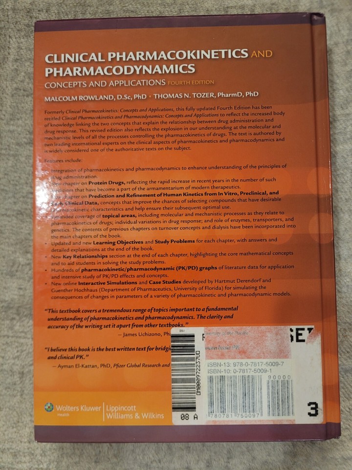 Clinical Pharmacokinetics and Pharmacodynamics: Concepts And ...
