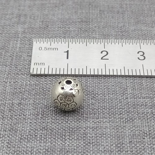 2pcs of 925 Sterling Silver Om mani padme hum Round Beads Lotus Design ...