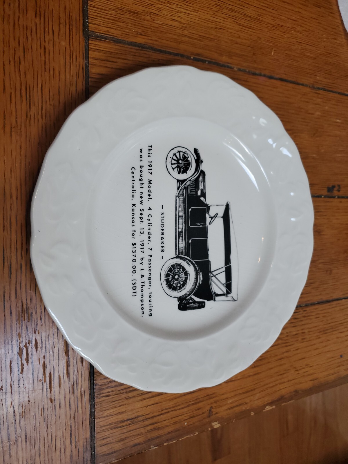 Commemorative Plate: 1917 Studebaker Automobile Purchased 9/13/1917 for ...