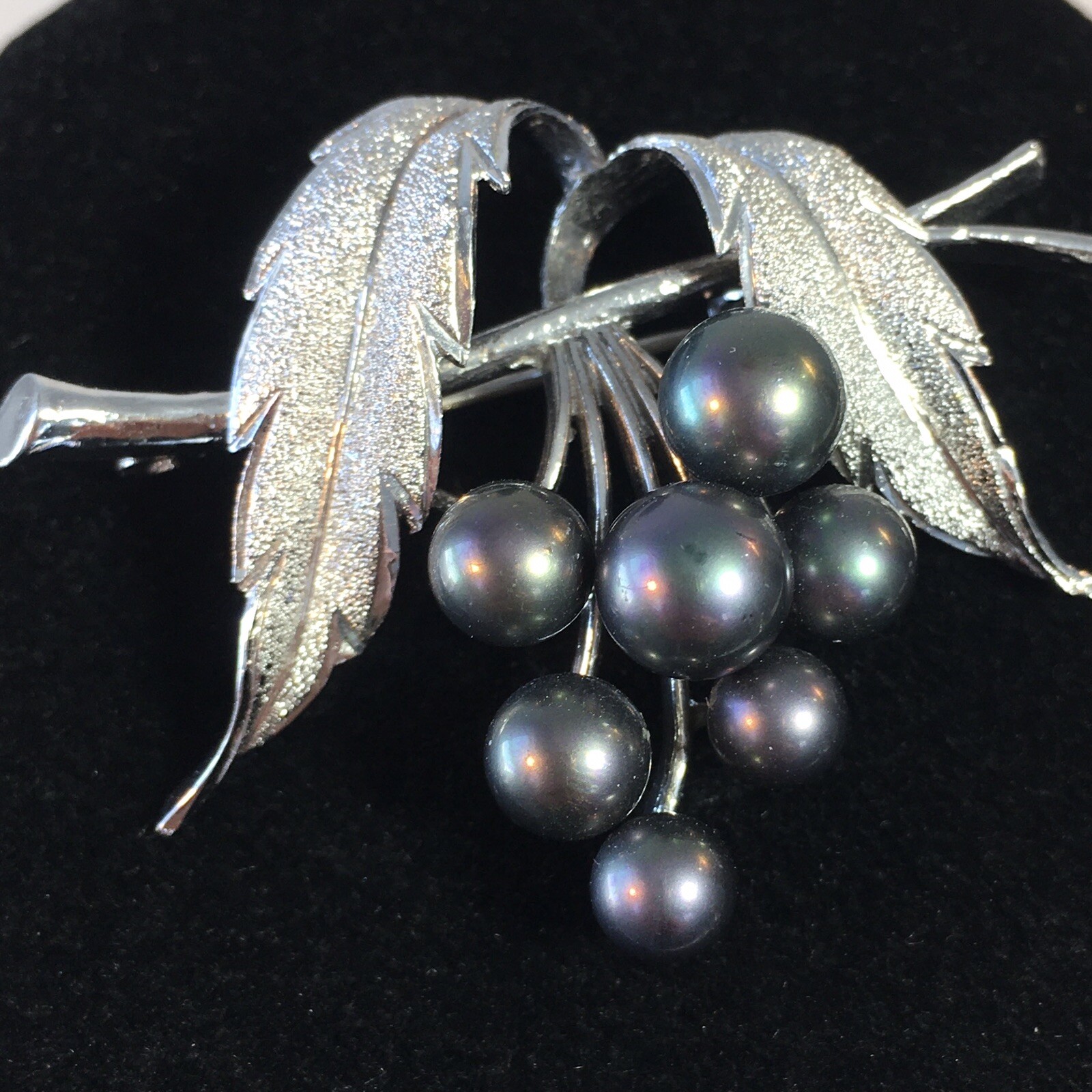 Vintage Mallorca? Black Pearl Brooch Spanish Silver 9… - Gem