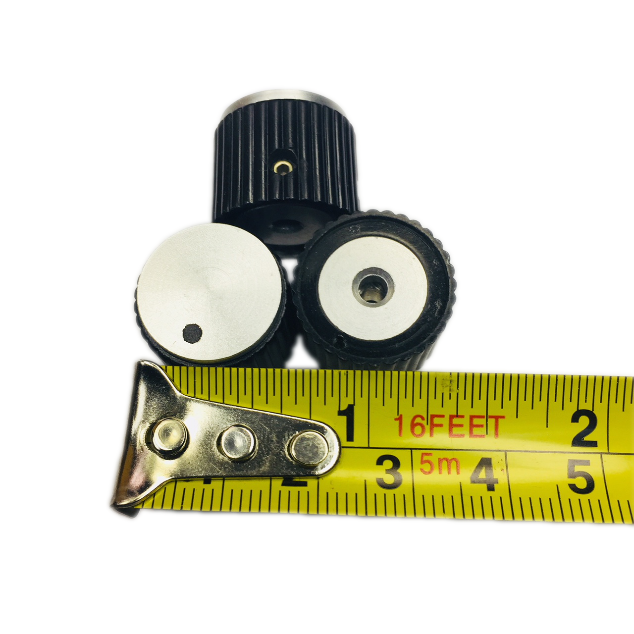 DS70-1BD-1 3/4" Glossy Black Knob w/Aluminum Insert & Dot - 1/8" Shaft ...