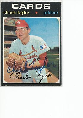 CHUCK TAYLOR Autographed Signed 1971 Topps card St. Louis Cardinals COA ...