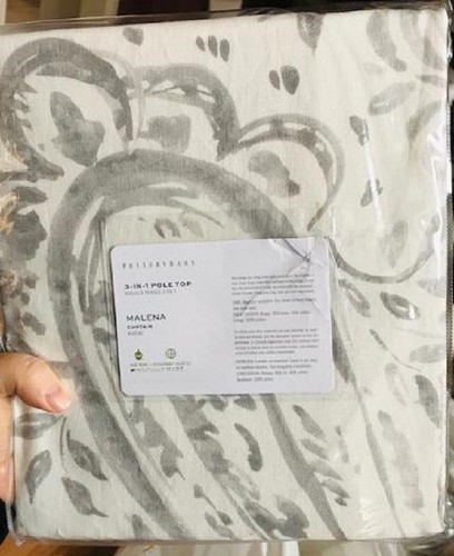 Pottery Barn Melana Paisley Drape Set 2 Gray 50x 84 Floral Curtains ...