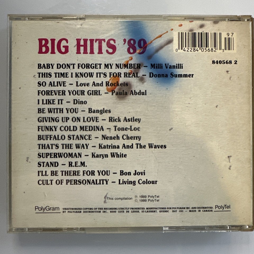 Big Hits 89 CD Bon Jovi Living Colour REM Rick Astley Love and Rockets ...