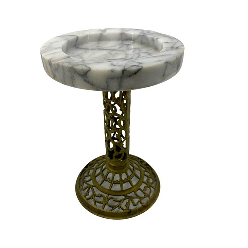 Vintage Antique Brass Marble Smoking Stand Floor Ashtray Cigarette ...