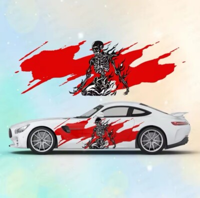 Flaming Skeleton Large Car Stickers and Decals Car Body : Universal Fit ...