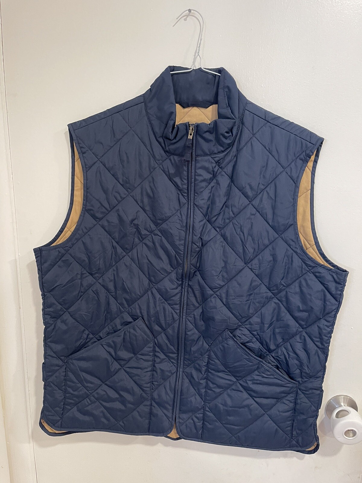 J.Crew Authentic Outerwear 2 Pocket Zip Up Walker Vest Men's XL Navy ...