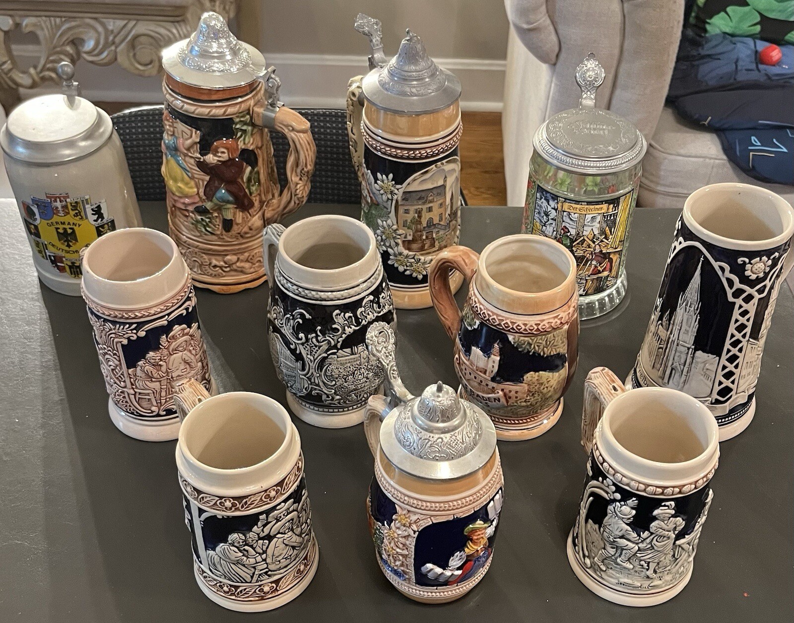 LOT OF AUTHENTIC VINTAGE GERMAN BEER STEINS *GREAT VINTAGE CONDITION ...